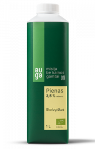 Pagamintas iš „AUGA“ ekologiniuose ūkiuose Lietuvoje surinkto pieno.