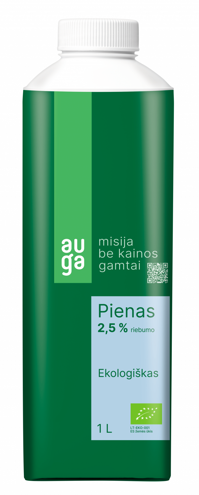 Pagamintas iš „AUGA“ ekologiniuose ūkiuose Lietuvoje surinkto pieno.