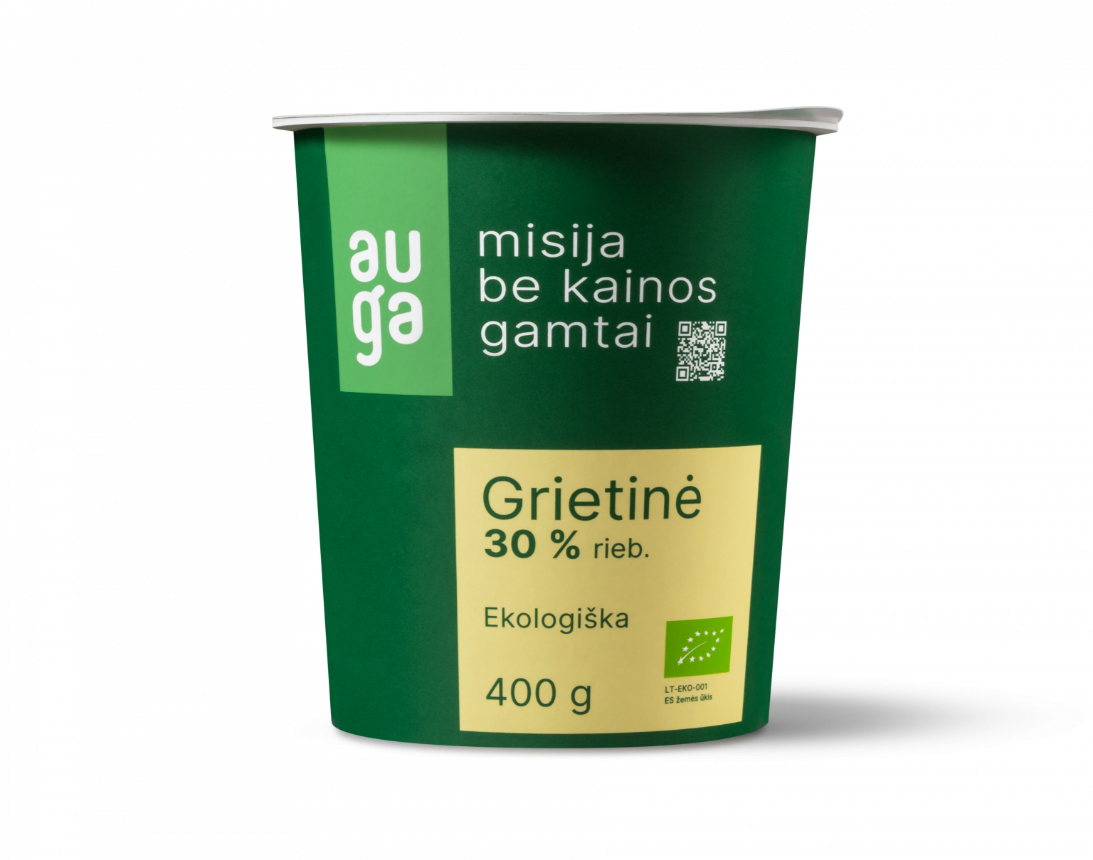 Pagaminta iš grietinėlės, kuri gaunama iš „AUGA“ ekologiniuose ūkiuose ...